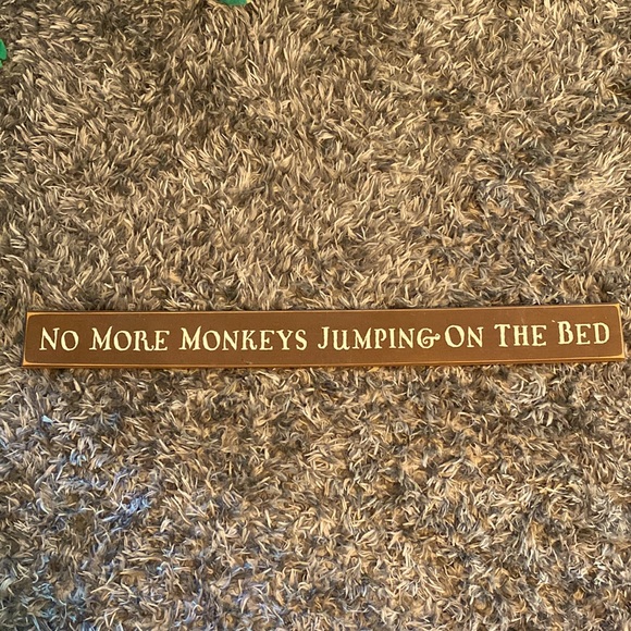 Wall Decor | No More Monkeys Jumping On The Bed Wooden Sign | Poshmark